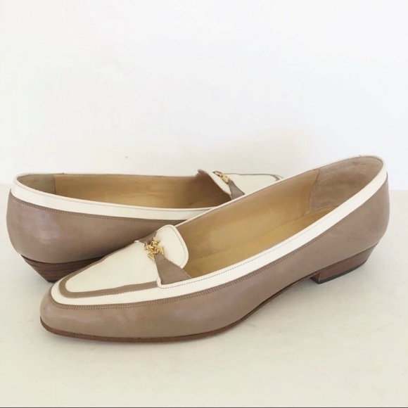 Bally | Shoes | Bally Leather Two Tone Color Block Tan Cream Slip On ...
